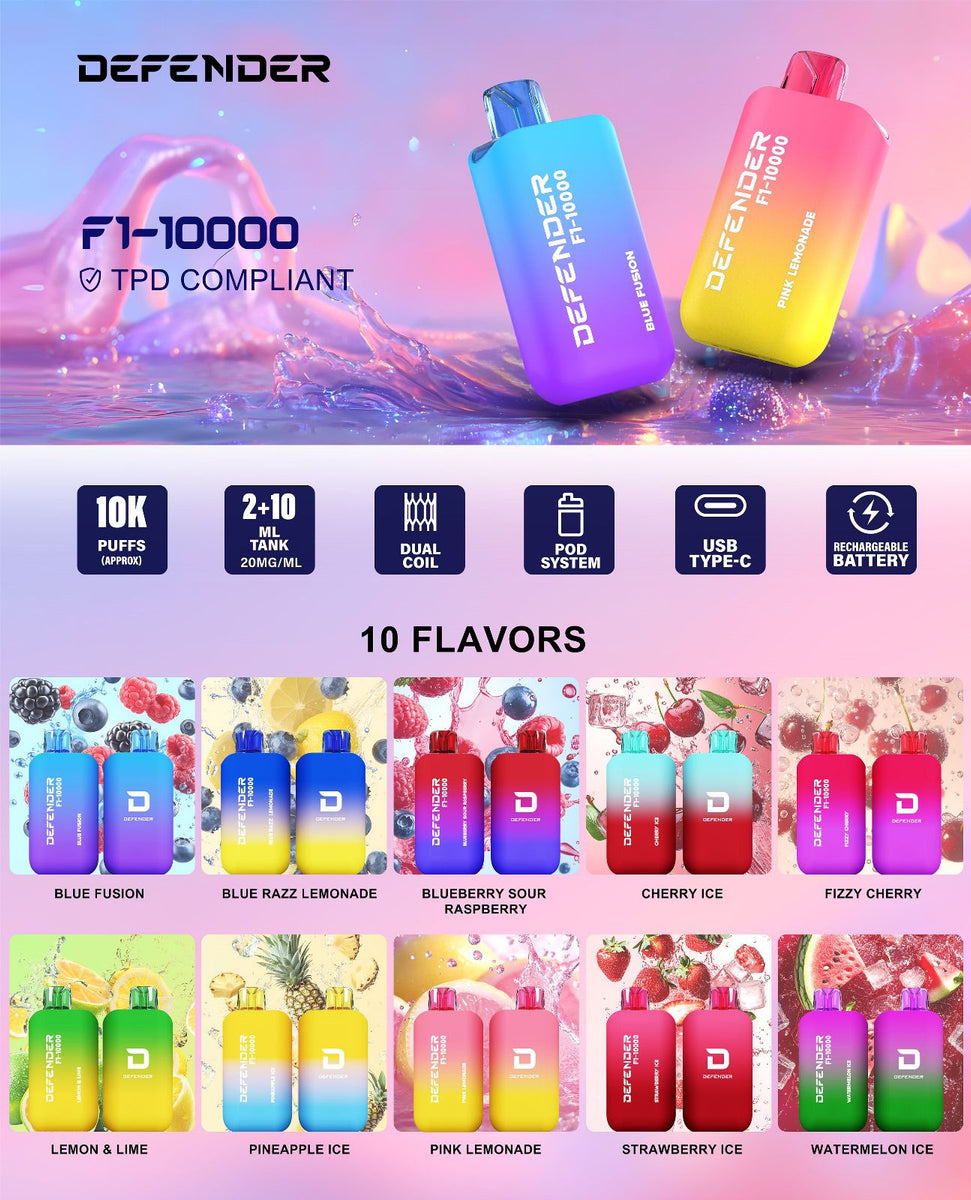 Buy Defender F1-10000 Prefilled Pod Vape Kit ( Box of 5 ) - Lowest ...